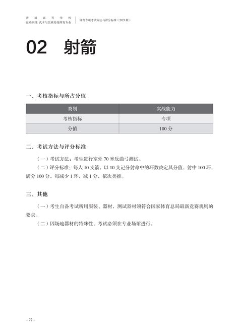 中国运动文化教育网【2023版】体育专项考试方法与评分标准 射箭