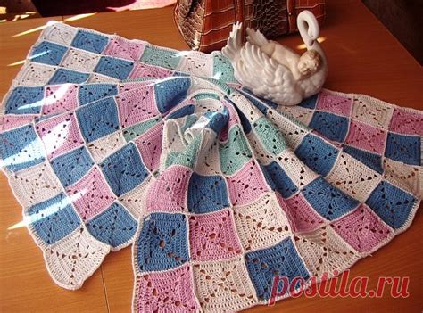 Плед из квадратов крючком схемы вязания пошагово бабушкиного квадра