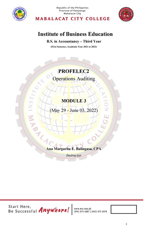 Module 3 Lecture Notes Profelec 2 Operations Auditing Institute Of