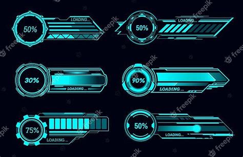hud futuristic loading bars and sci fi user interface premium vector