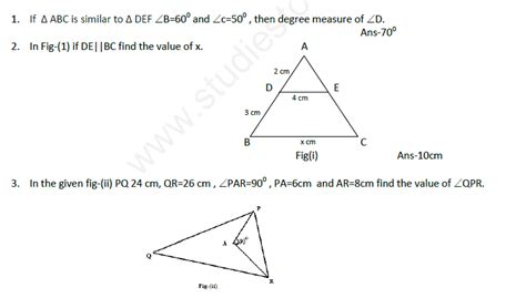 Cbse Class 10 Mathematics Triangles Assignment Set B