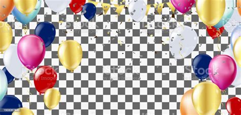 생일 축하 벡터 배경 디자인입니다 생일 축하해 풍선으로 인사말 텍스트 다양한 색상 생일에 대한 스톡 벡터 아트 및 기타 이미지 생일 공란 공중 Istock