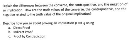 Solved Explain The Differences Between The Converse The Chegg Com
