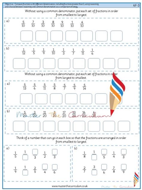 Compare Fractions With Different Denominators Including Fractions Greater Than 1 Using