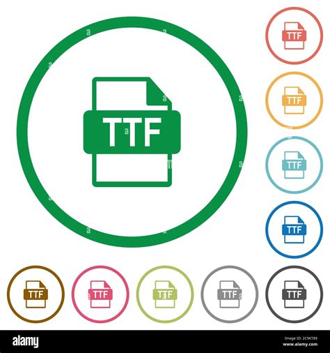 TTF File Format Flat Color Icons In Round Outlines On White Background Stock Vector Image Art