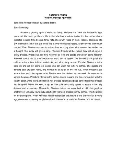 sample lesson in whole language approach pdf