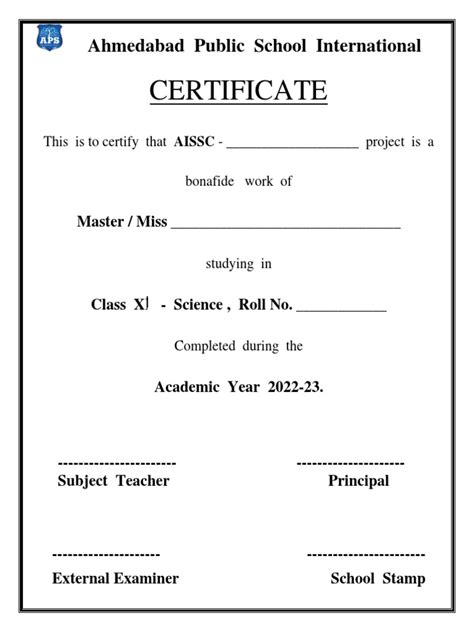 Class 11 English Project School Certificate Pdf