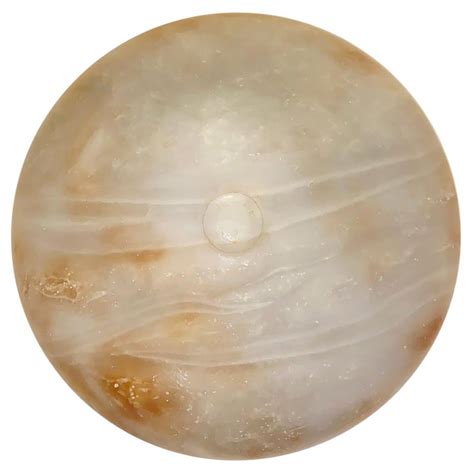 French Hand Carved Alabaster Hanging Light Fixture With Cast Brass
