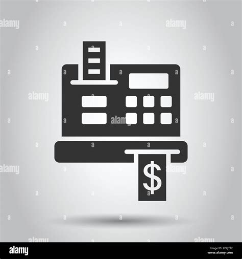 Cash Register Icon In Flat Style Check Machine Vector Illustration On