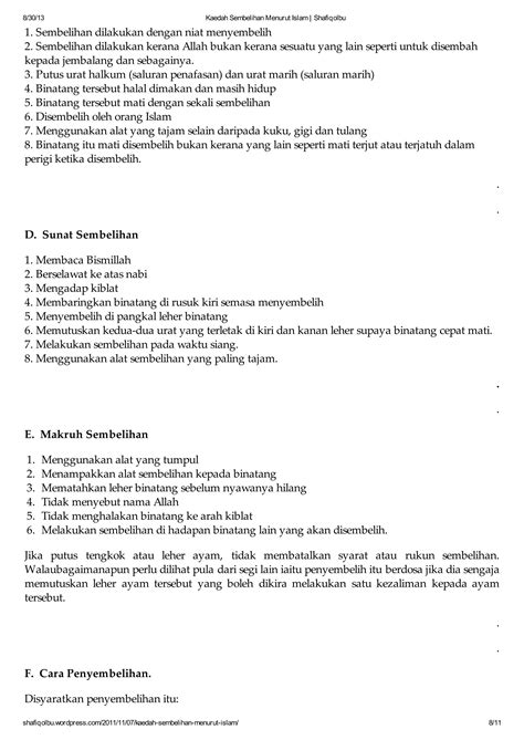 Kaedah Sembelihan Menurut Islam Shafiqolbu Pdf
