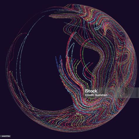 Threedimensional Sphere Composed Of Multicolored Curves Abstract Graphics Stock Illustration