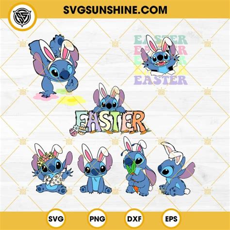 Disney Stitch Easter Bundle Svg Stitch Easter Bunny Svg Easter Carrot Stitch Svg