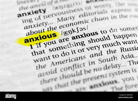 Highlighted English Word Anxious And Its Definition In The Dictionary