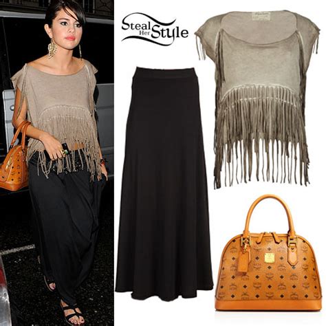 Selena Gomez Fringe Top And Maxi Skirt