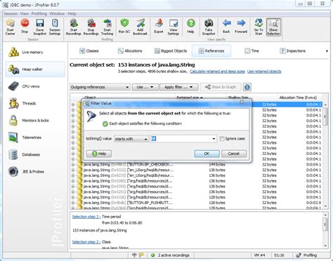 java runtime heap analysis when is a string initialized that matches