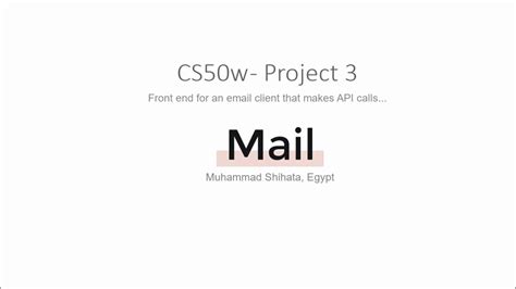 Cs50w Project 3 Mail Youtube