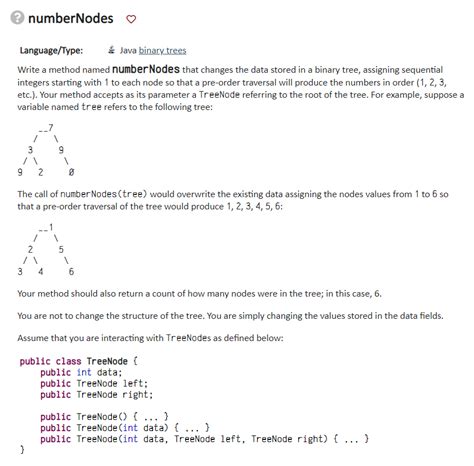 Solved Numbernodes ♡ Languagetype Java Binary Trees Write
