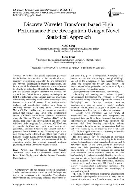 Pdf Discrete Wavelet Transform Based High Performance Face