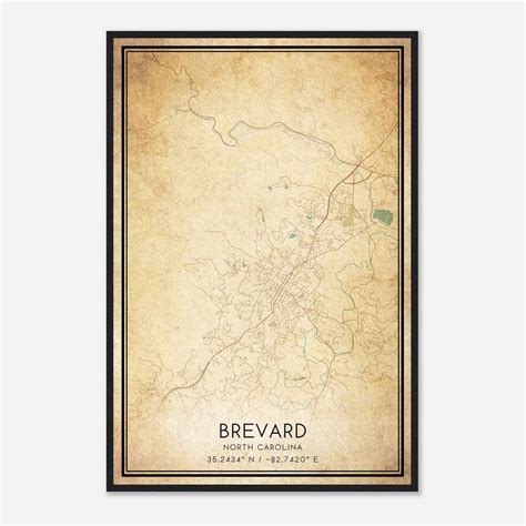 Vintage Brevard North Carolina Map Poster Modern Home Decor Wall Art