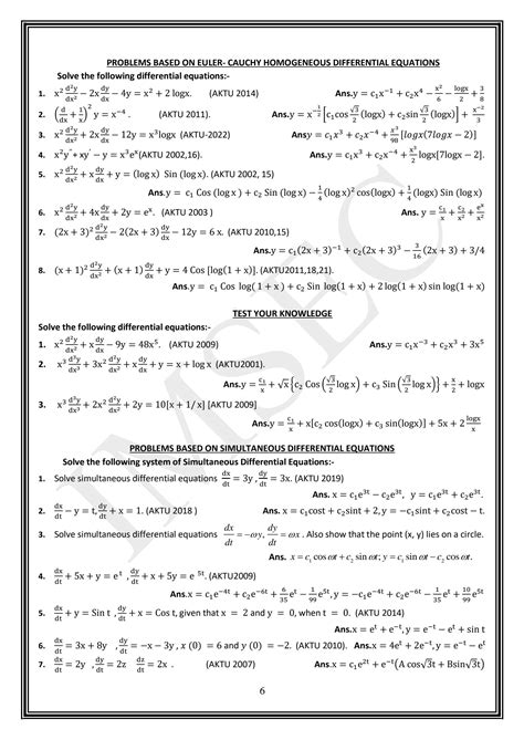 Solution Aktu Engineering Ii Cauchy Euler Equation Solved Questions