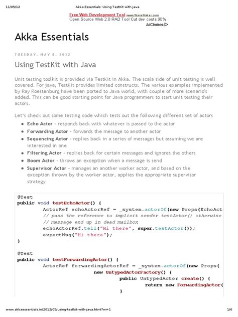 Akka Essentials Using Testkit With Java Pdf Pdf