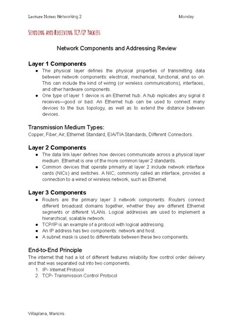 Sending And Receiving Tcp Ip Packets Week6 Lecture Notes Lecture Notes Networking 2