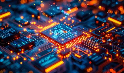 Futuristic Digital Circuit Board With Glowing Nodes And Connections