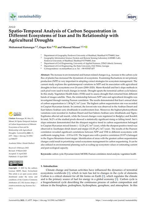 Pdf Spatio Temporal Analysis Of Carbon Sequestration In Different Ecosystems Of Iran And Its