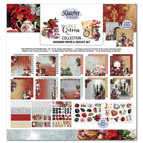 3 Quarter Designs Red Queen Collection Designer Paper And Diecuts Set