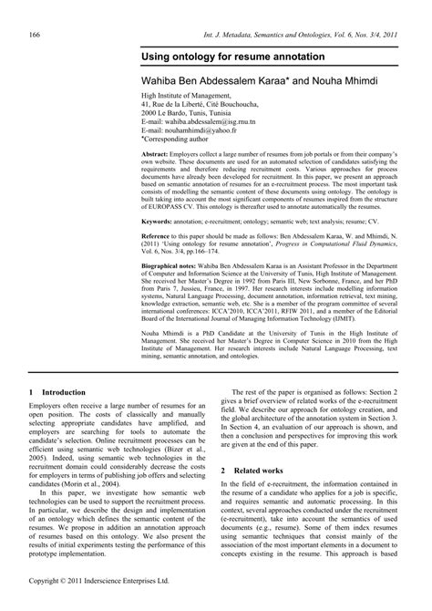 Pdf Using Ontology For Resume Annotation