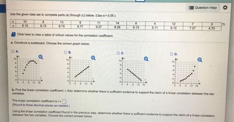 Solved Question Help Use The Given Data Set To Complete