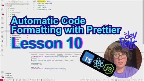 lesson 10 automatic code formatting with prettier typescript node js