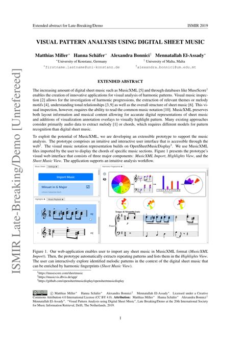 Pdf Visual Pattern Analysis Using Digital Sheet Music