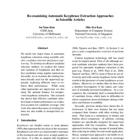 Re Examining Automatic Keyphrase Extraction Approaches In Scientific