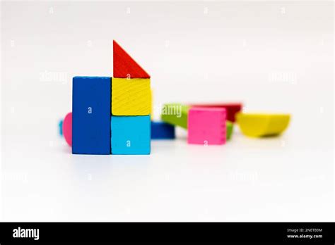 House Toy Blocks Isolated White Background Little Wooden Home A
