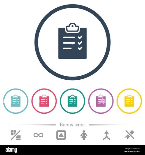 Task List Alternate Flat Color Icons In Round Outlines 6 Bonus Icons Included Stock Vector