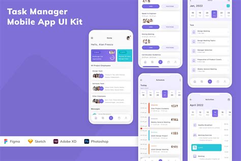 Task Manager Mobile App UI Kit Graphic By Betush Creative Fabrica