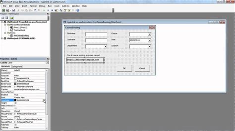 Add A Hyperlink To A Userform Excel Vba Youtube
