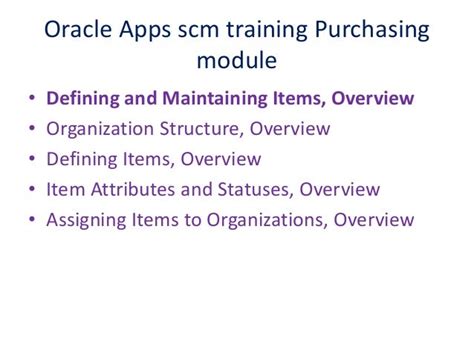 Oracle Apps Scm Training Purchasingandinventory Modules