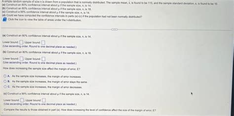 Solved A Simple Random Sample Of Size N Is Drawn From A Chegg Com