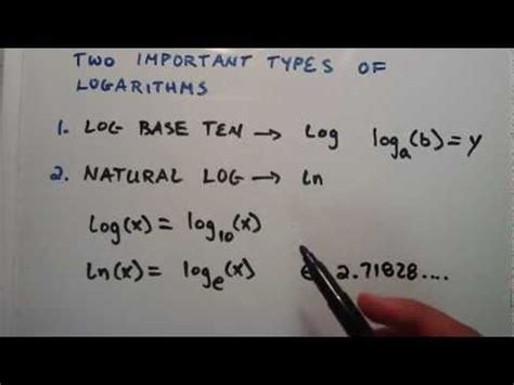 What Are The Two Important Types Of Logarithms Log Base E And Log Base Logarithms Lesson