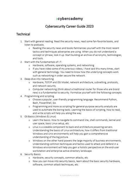 Cybersecurity Career Guide 2023 Pdf