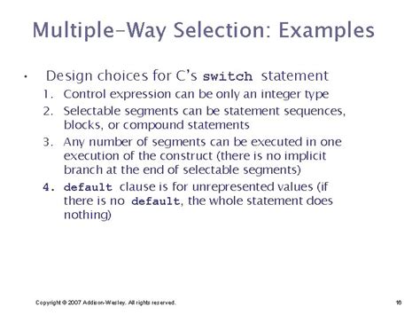 Chapter 8 Statementlevel Control Structures Chapter 8 Topics