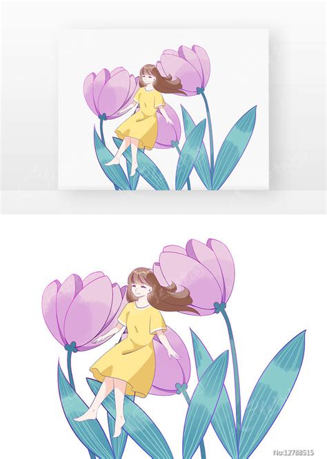 卡通花朵与女孩图片下载红动中国