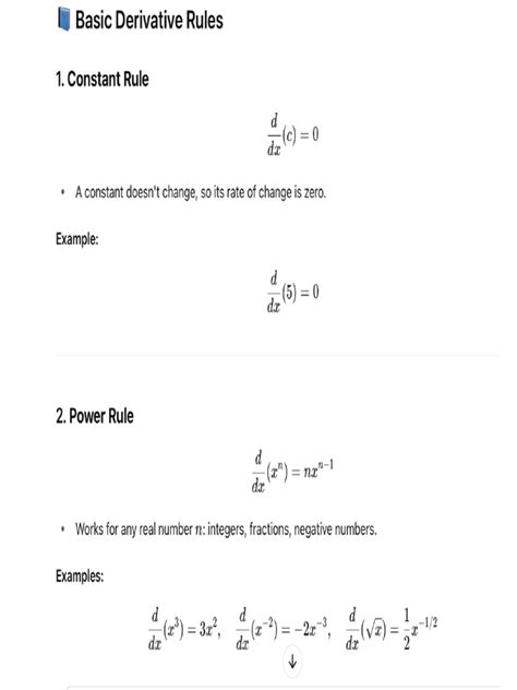 Basic Derivative Rules Pdf