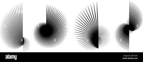 Abstract Spiky Elements Set Radial Spiral Spokes Objects Collection