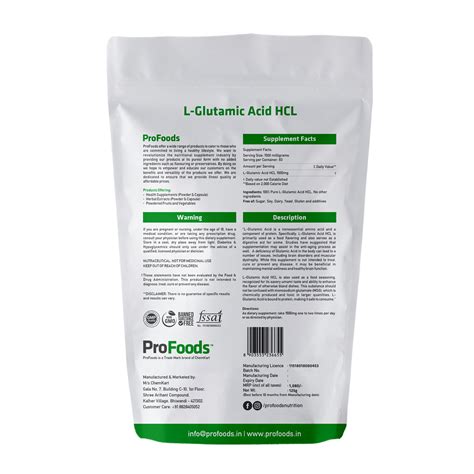 L Glutamic Acid Hcl Powder Profoods Nutrition