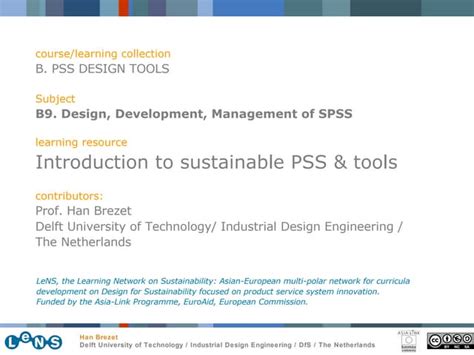 Han Brezetintroduction To Sustainable Pss And Tools Ppt