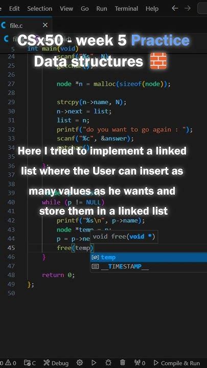 Part 8 Cs50 Intro To Computer Science Week 5 Practice Data Structures Youtube