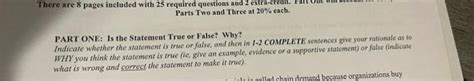 solved part one is the statement true or false why